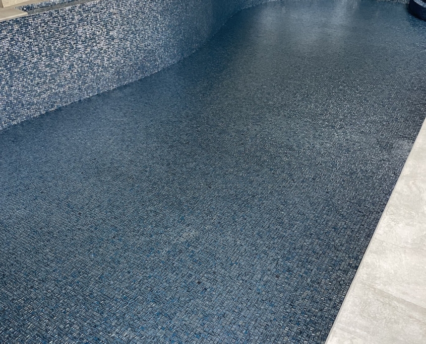 Glass Mosaic to internal pool and textured porcelain to pool surround ...