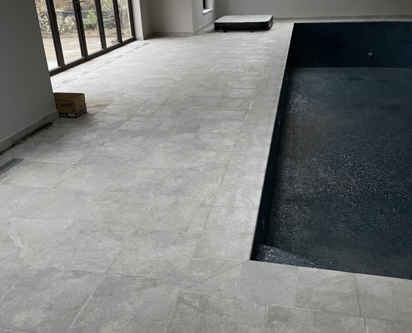 Glass Mosaic to internal pool and textured porcelain to pool surround ...