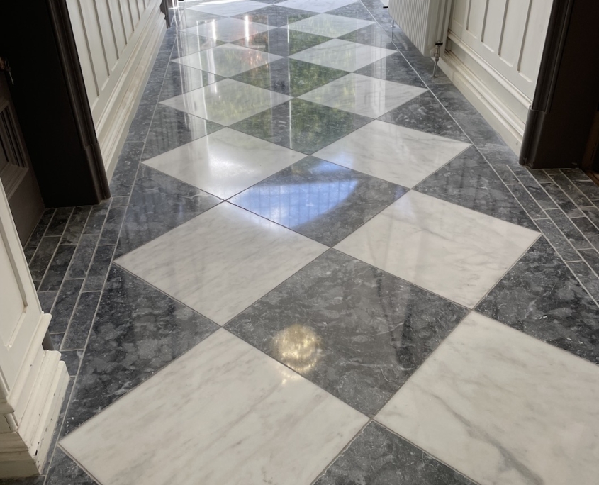 Marble hallway floor cleaning and polishing in Altrincham | TSM